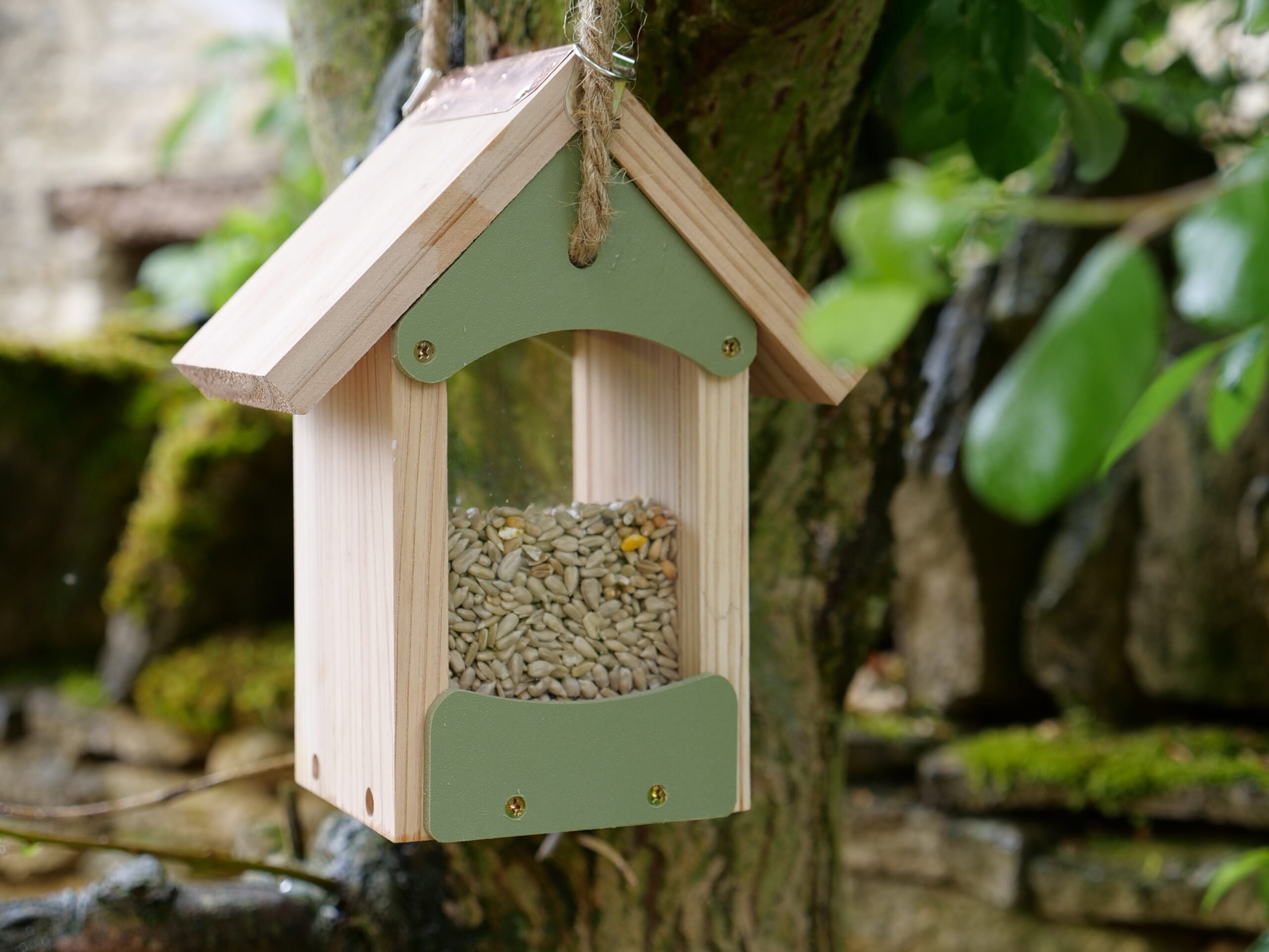 Personalised Bird Feeder – Wooden Bird Barn With Engraved Message Plate ...