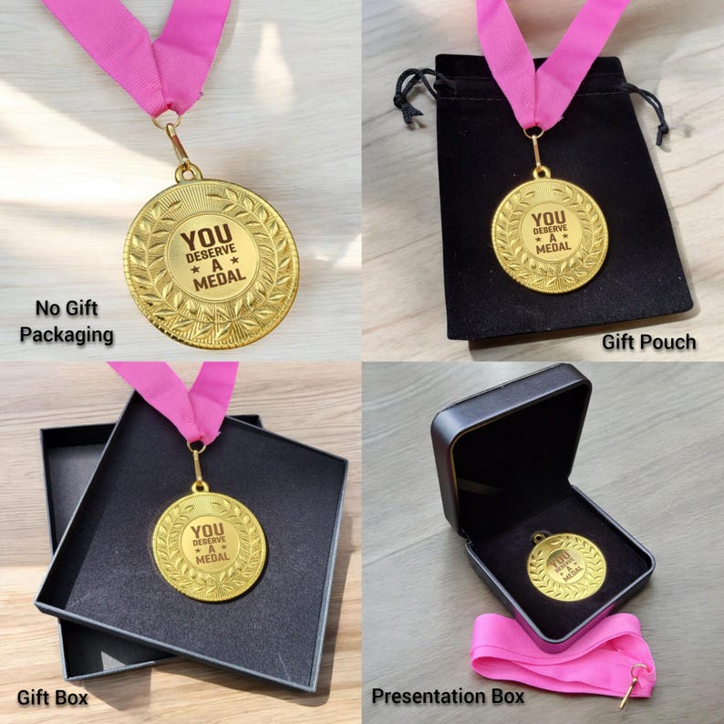Gold Medal Engraved 'you Deserve A Medal' - Leaf Pattern, Free Delivery ...