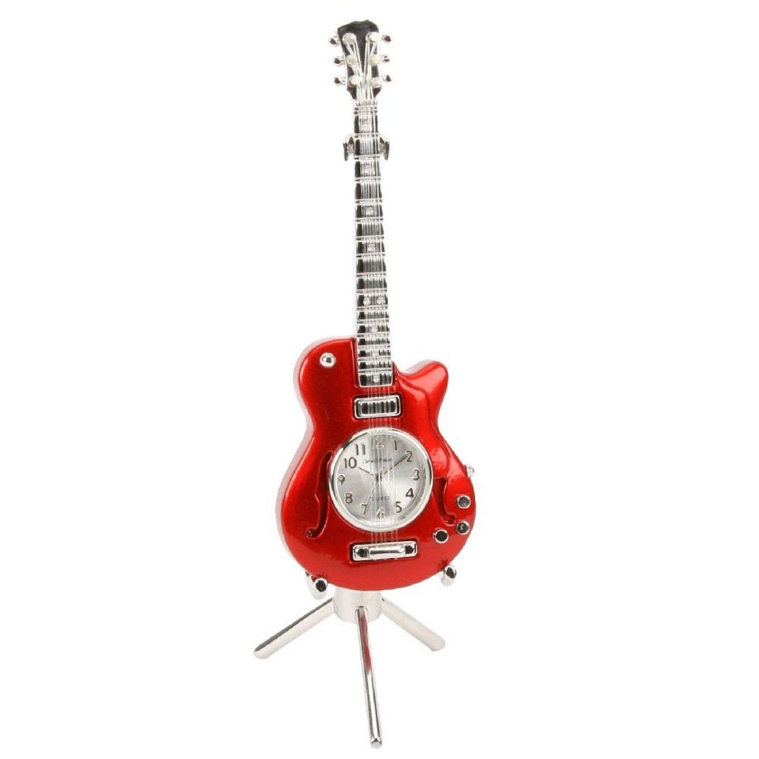 Red Guitar Miniature Clock - Birthday Collectable Anniversary Novelty ...