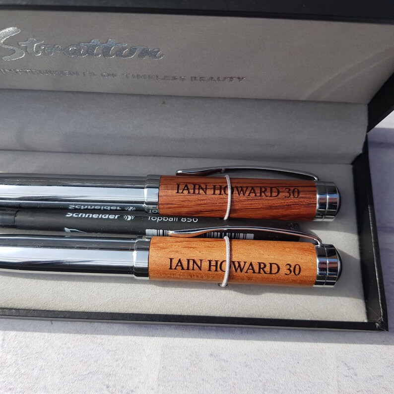 Personalised Wooden Roller Ball & Ball Point Pen Set Custom - Etsy UK