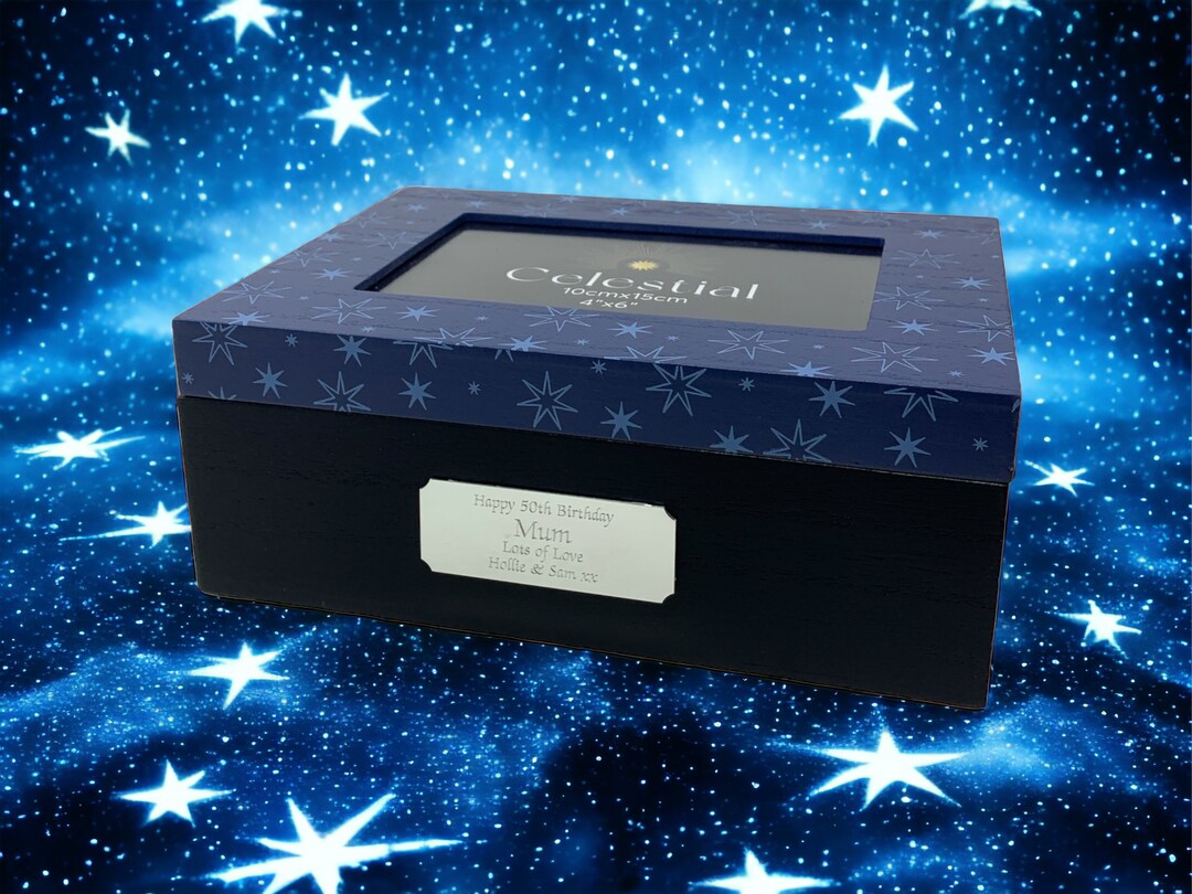 Personalised Decorative Celestial Photo Storage Keepsake Memory Box ...