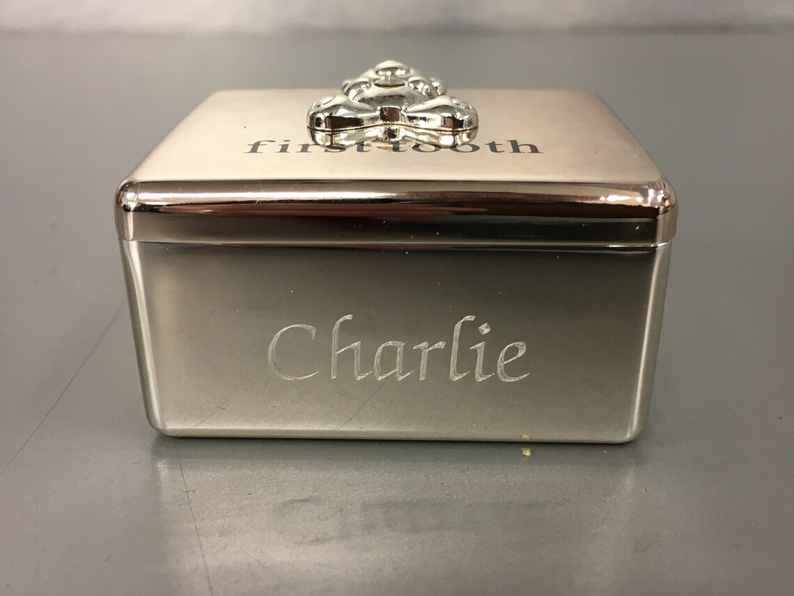 Personalised First Tooth Teddy Bear Keepsake Box- Engraved Christening ...