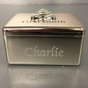 Personalised First Tooth Teddy Bear Keepsake Box- Engraved Christening ...