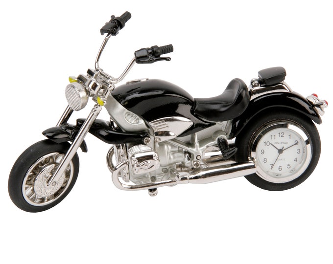 Black Motorcycle Miniature Clock - Birthday Collectable Anniversary ...