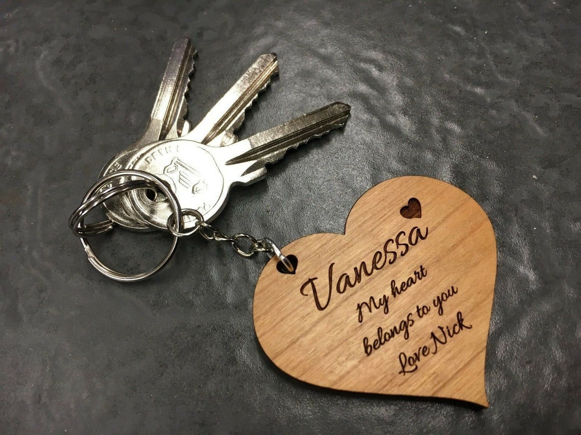 Personalised Heart Keyring Laser Engraved Love Gift Perfect - Etsy