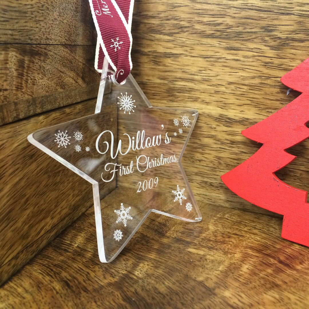 Personalised Christmas Tree Star Bauble Decoration - Etsy UK