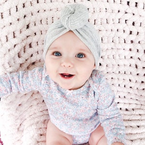 Newborn/ baby/ child Top Knot Turban Sweater Weather in Gray | Etsy