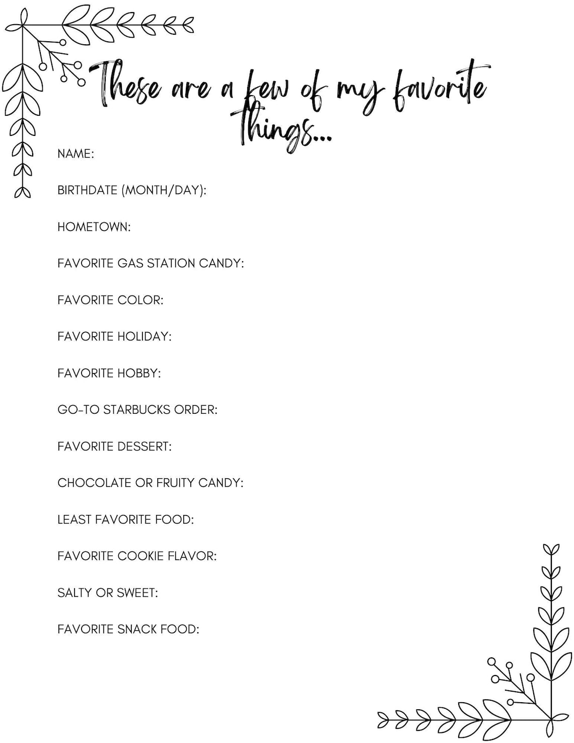 Get to Know Your Staff Worksheet - Etsy