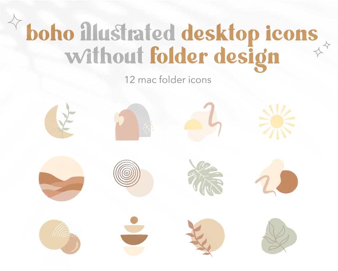 Illustrated Boho MacBook Folder Icons | Boho Color Palette ...
