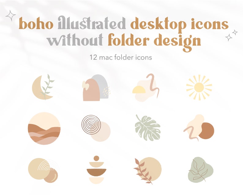 Illustrated Boho MacBook Folder Icons | Boho Color Palette ...
