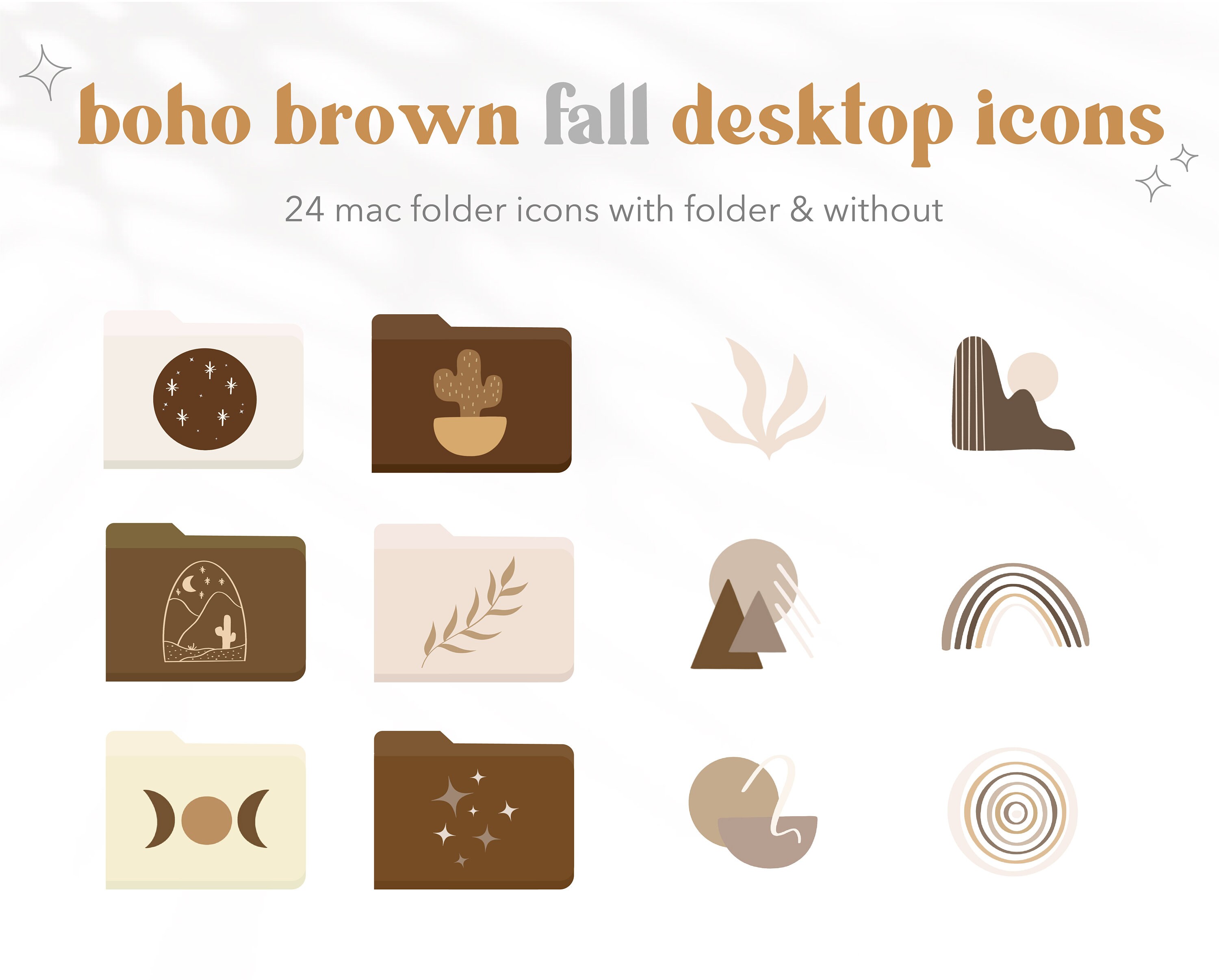 Boho Brown Fall MacBook Folder Icons | Boho Fall Palette | Illustrated ...