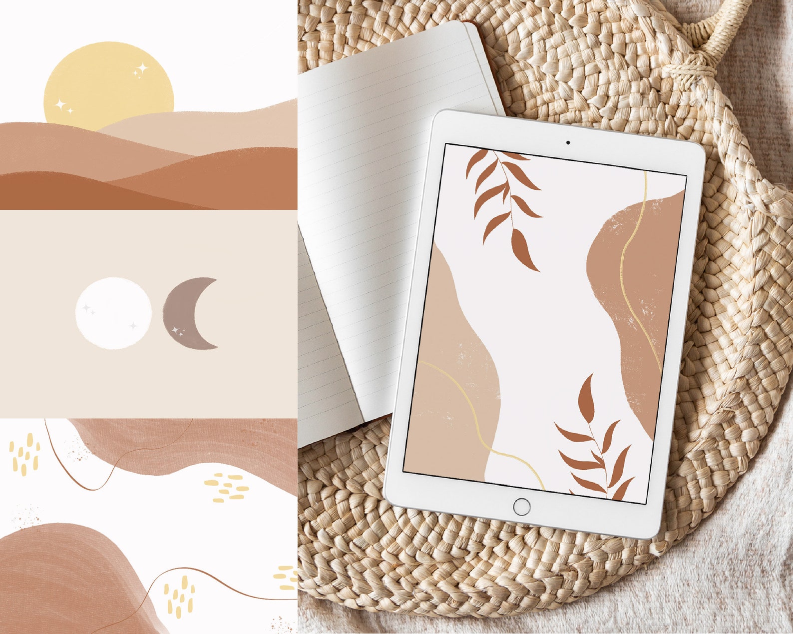 Abstract Boho iPad Wallpaper 2 Sets of Colors Digital - Etsy