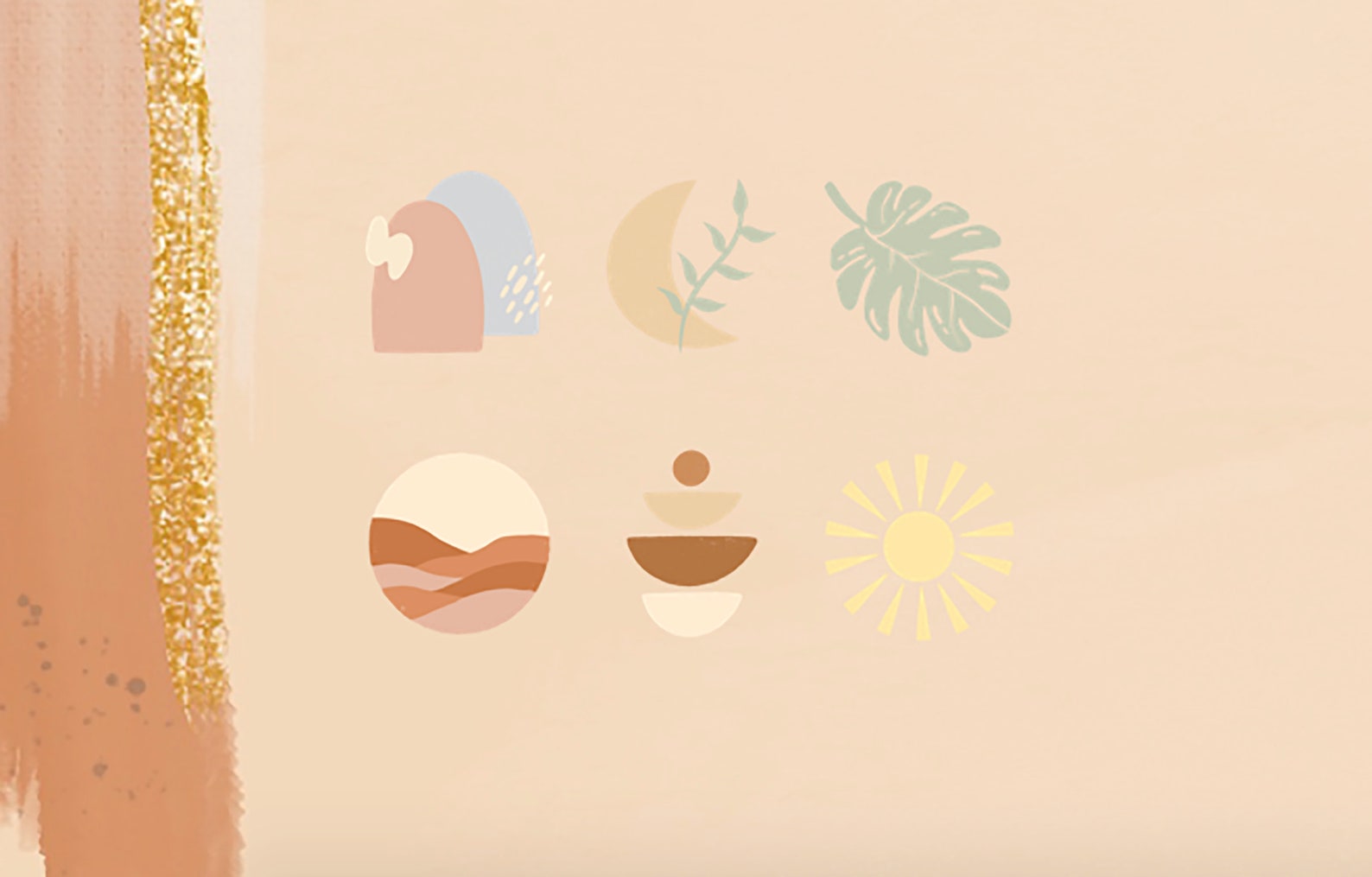 Illustrated Boho MacBook Folder Icons | Boho Color Palette ...