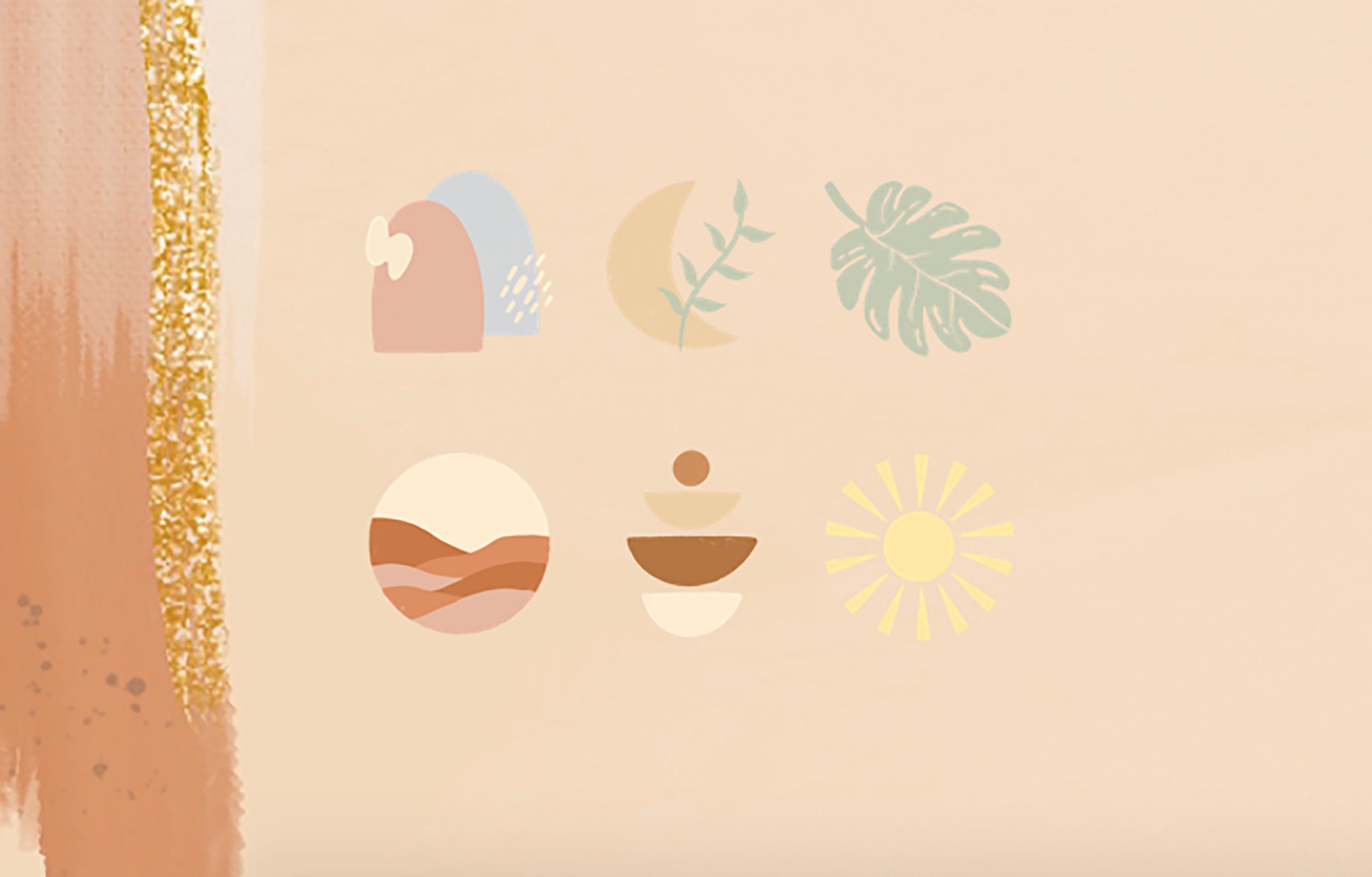 Illustrated Boho MacBook Folder Icons | Boho Color Palette ...