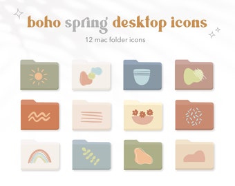 Boho Illustrated Macbook Folder Icons Boho Color Palette - Etsy