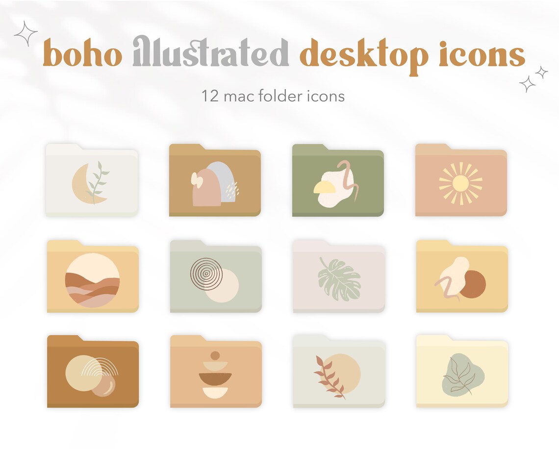 Boho Illustrated MacBook Folder Icons Boho Color Palette Illustrated ...