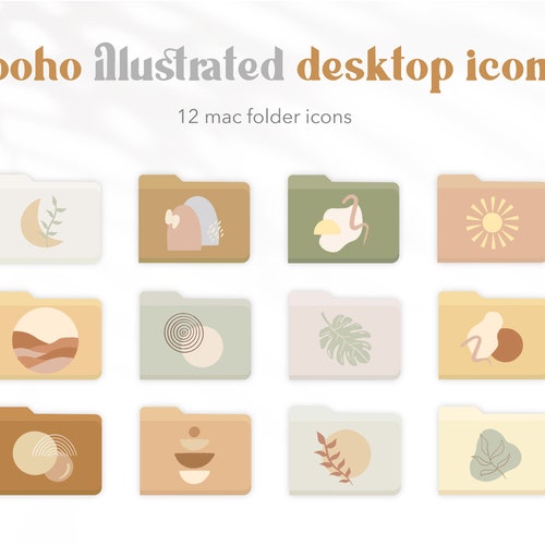 Illustrated Boho Macbook Folder Icons Boho Color Palette - Etsy