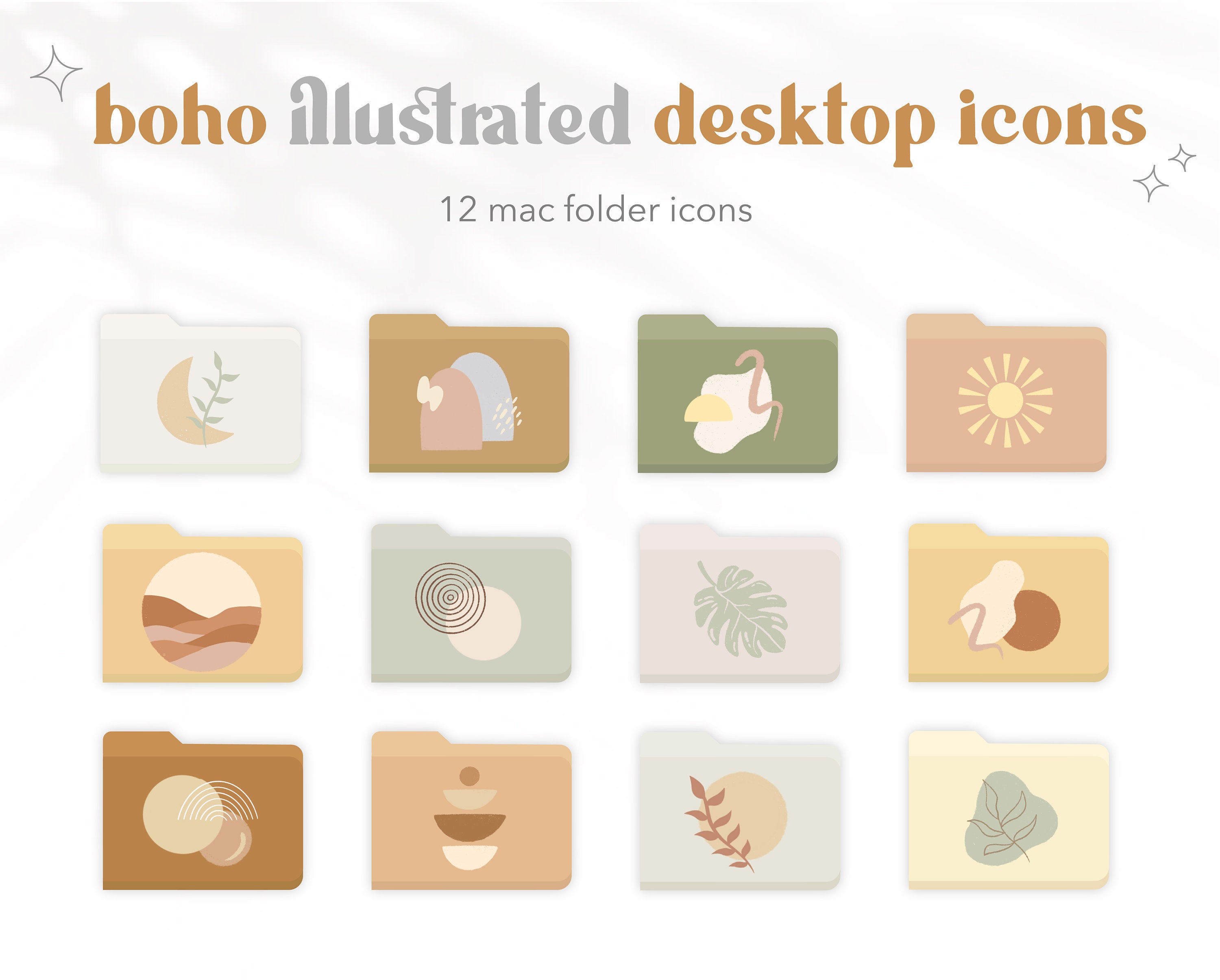 Boho Illustrated MacBook Folder Icons Boho Color Palette Illustrated ...
