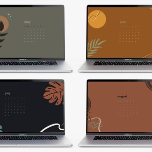 2023 Boho Dark Neutral Designed Monthly Desktop Calendar | Digital ...
