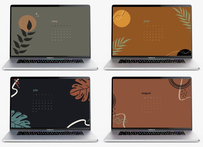 2023 Boho Dark Neutral Designed Monthly Desktop Calendar | Digital ...