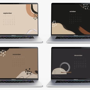 2023 Boho Dark Neutral Designed Monthly Desktop Calendar | Digital ...