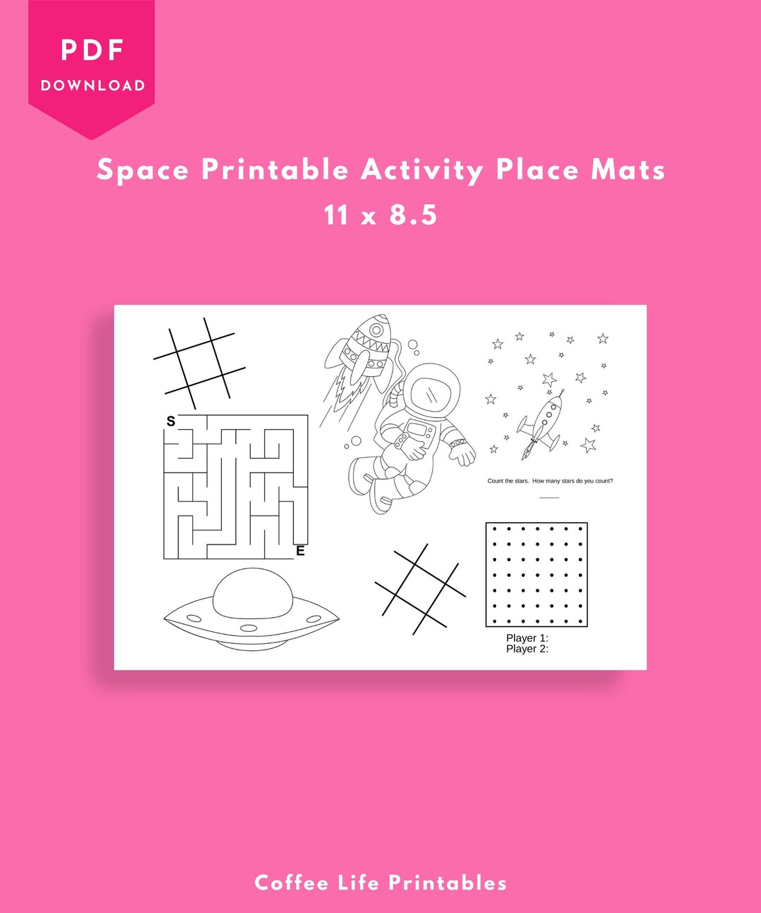 Printable Space Activity Place Mats - Etsy