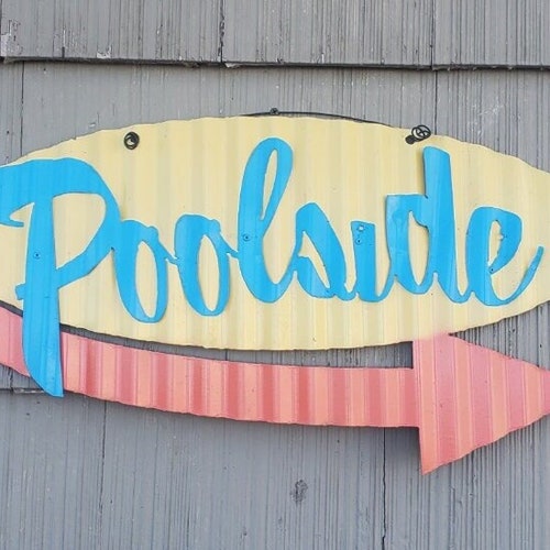 Poolside Mid-century Retro Metal Sign/hot Tub/patio/swimming - Etsy