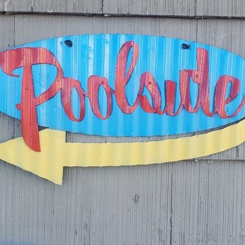 Poolside Mid-century Retro Metal Sign/hot Tub/patio/swimming - Etsy