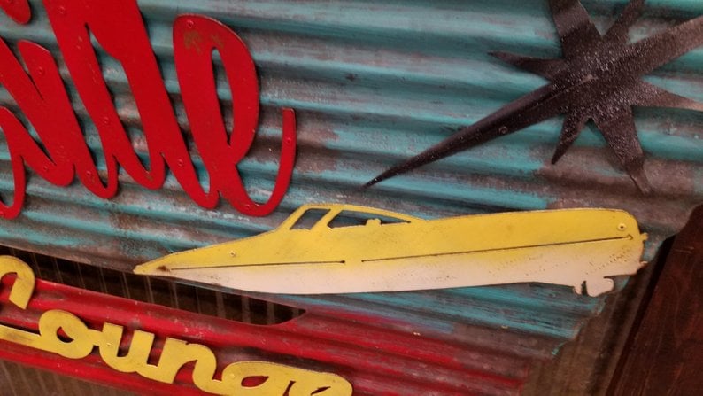 Lakeside Lounge Retro Corrugated Metal Sign Boats Boat Dock - Etsy