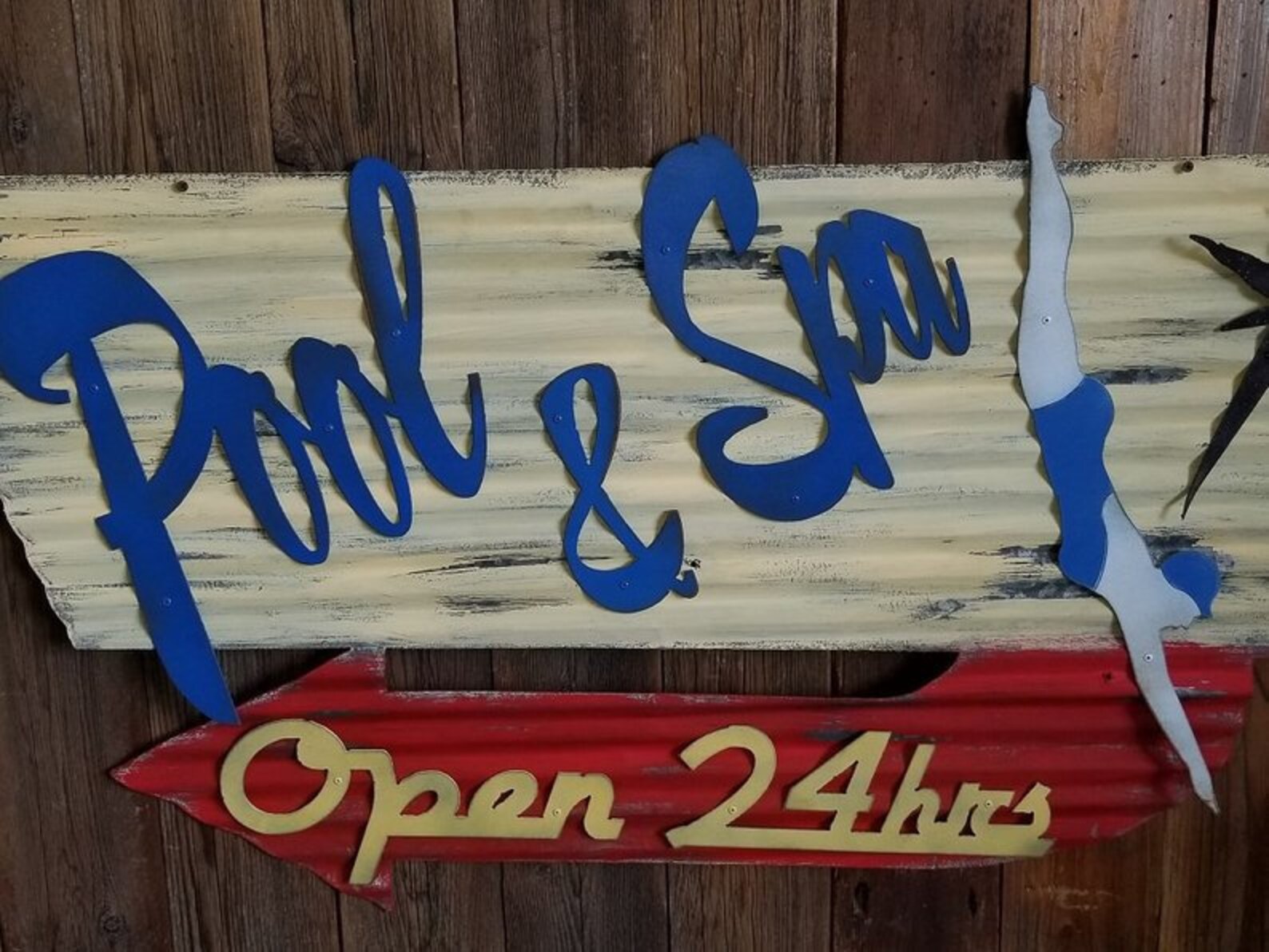 Pool and Spa Mid-century Retro Sign / FREE SHIPPING / Painted | Etsy