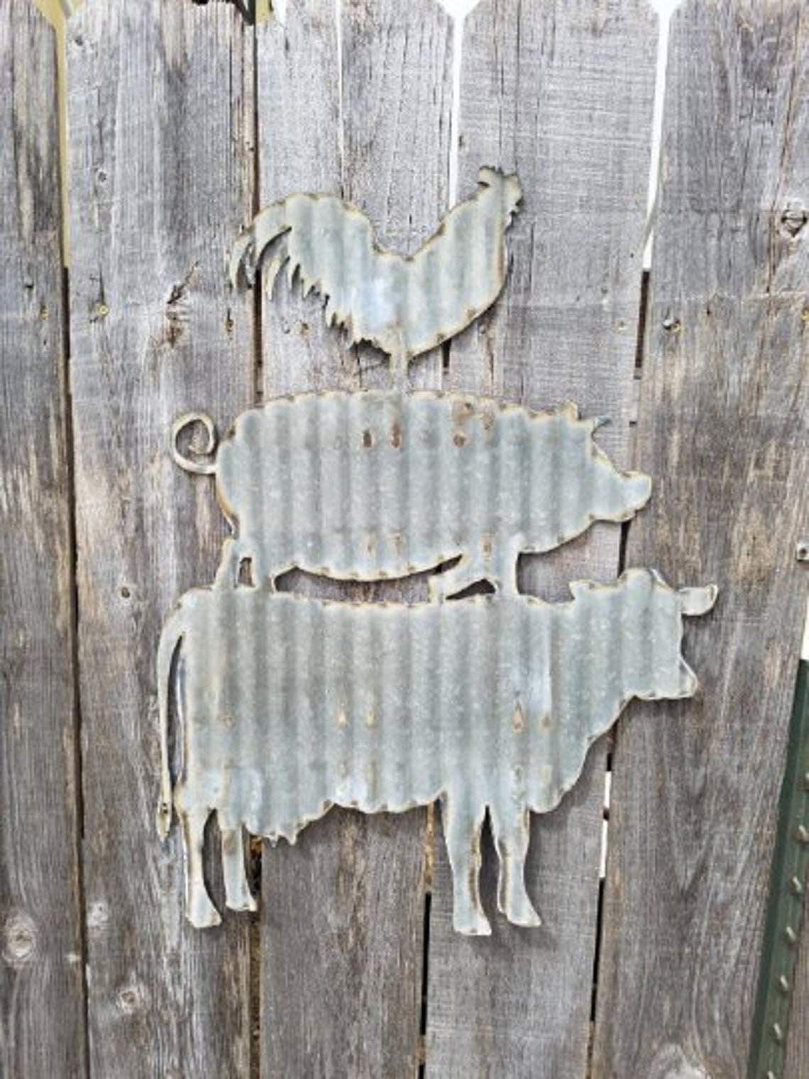Corrugated Metal Farm Animal Sign, Rustic Kitchen Decor (16x21") - Etsy