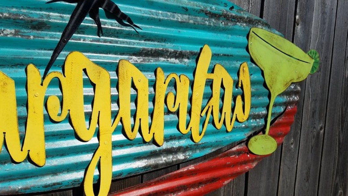 Margaritas Mid-Century Retro Sign FREE SHIPPING Painted Flat | Etsy