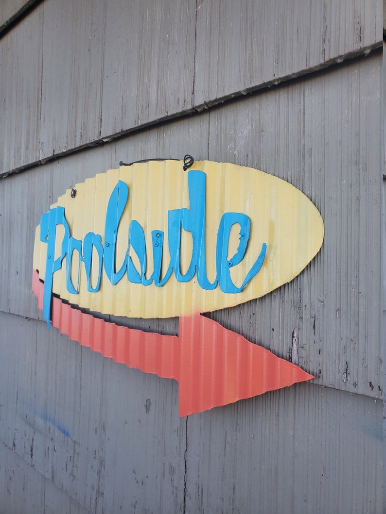 Poolside Mid-century Retro Metal Sign/hot Tub/patio/swimming Pool/pool ...