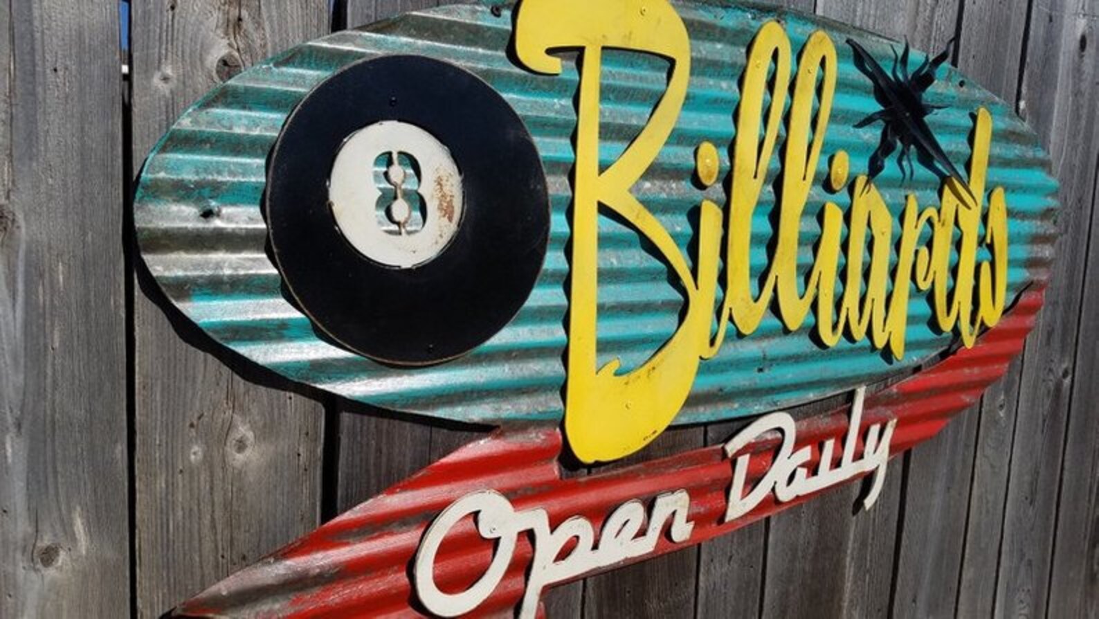 Billiards Mid-Century Retro Sign FREE SHIPPING Painted Flat | Etsy