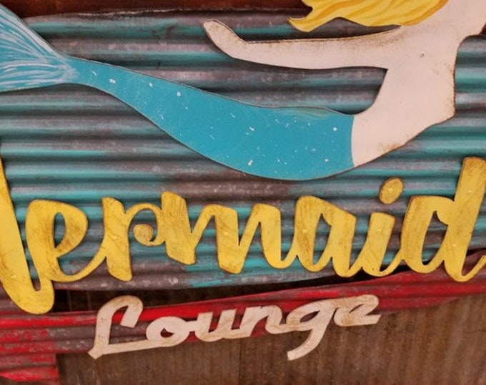 Mermaid Lounge Retro Corrugated Metal Sign FREE SHIPPING - Etsy