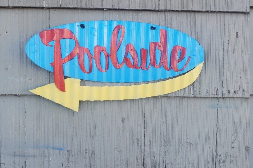 Poolside Mid-century Retro Metal Sign/hot Tub/patio/swimming Pool/pool ...