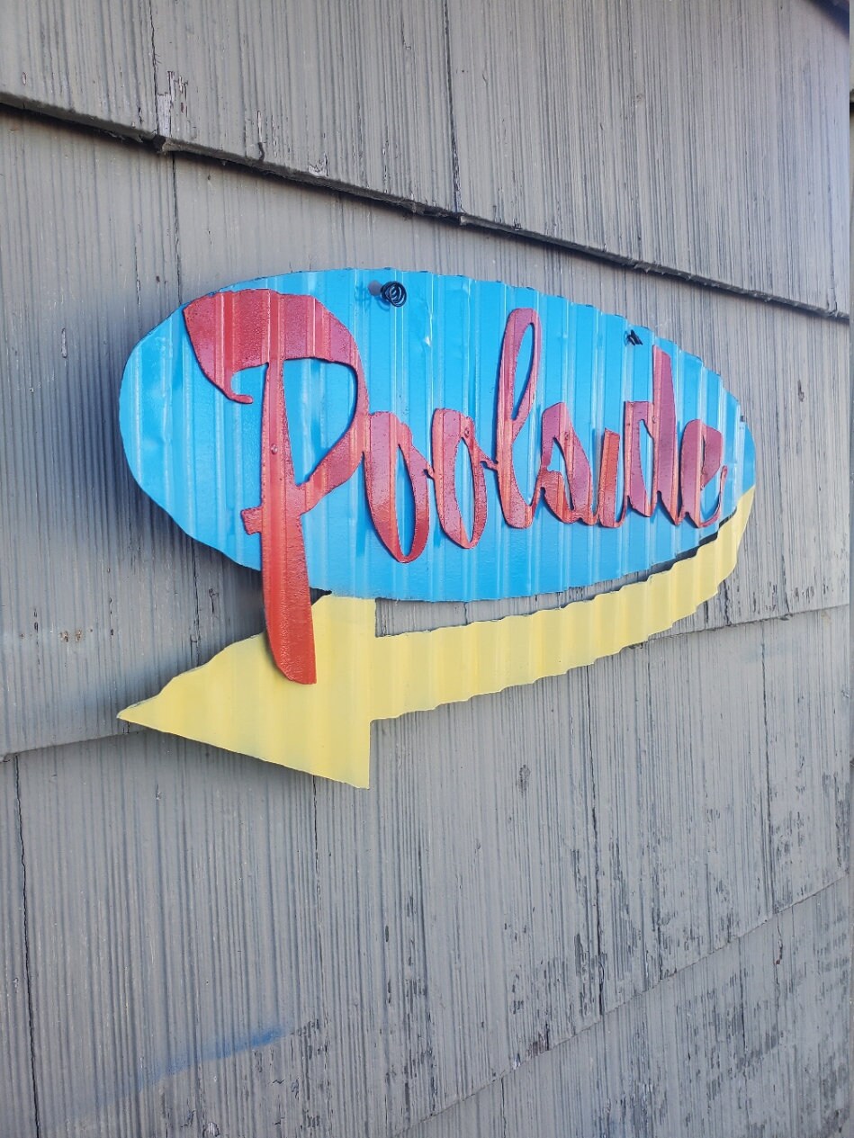 Poolside Mid-century Retro Metal Sign/hot Tub/patio/swimming - Etsy