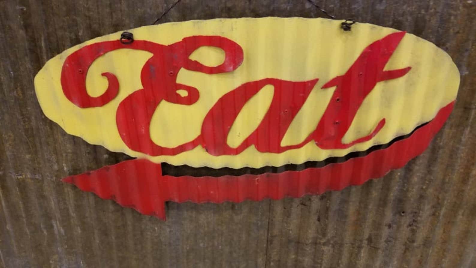 Eat Mid-century Retro Metal Sign/kitchen/bbq/cafe/restaurant - Etsy