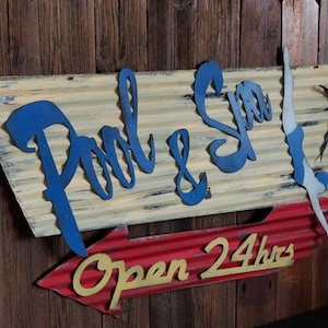 Mid-century Pool & Spa Sign, Retro Metal Wall Art - Etsy