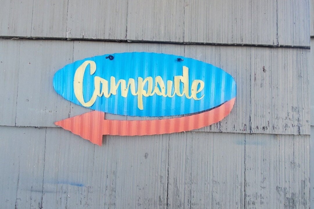 Camp Side Mid-century Retro Metal Sign / Cabin / Fishing / Lodge / Boat ...
