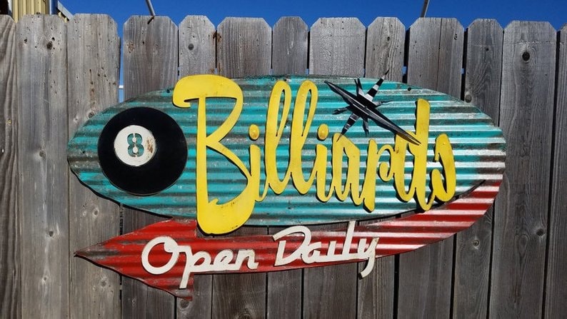 Billiards Mid-century Retro Sign FREE SHIPPING Painted Flat - Etsy