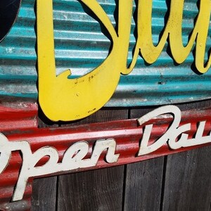 Billiards Mid-century Retro Sign, FREE SHIPPING, Painted Flat Metal ...