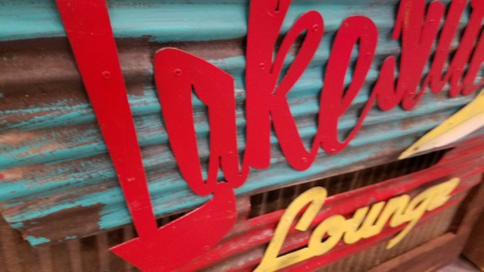 Lakeside Lounge Retro Corrugated Metal Sign Boats Boat Dock Camping ...