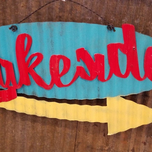 Lakeside Mid-century Retro Metal Sign/cabin/fishing/lodge/boat - Etsy