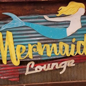 Mermaid Lounge Retro Corrugated Metal Sign, FREE SHIPPING, Boat Dock ...
