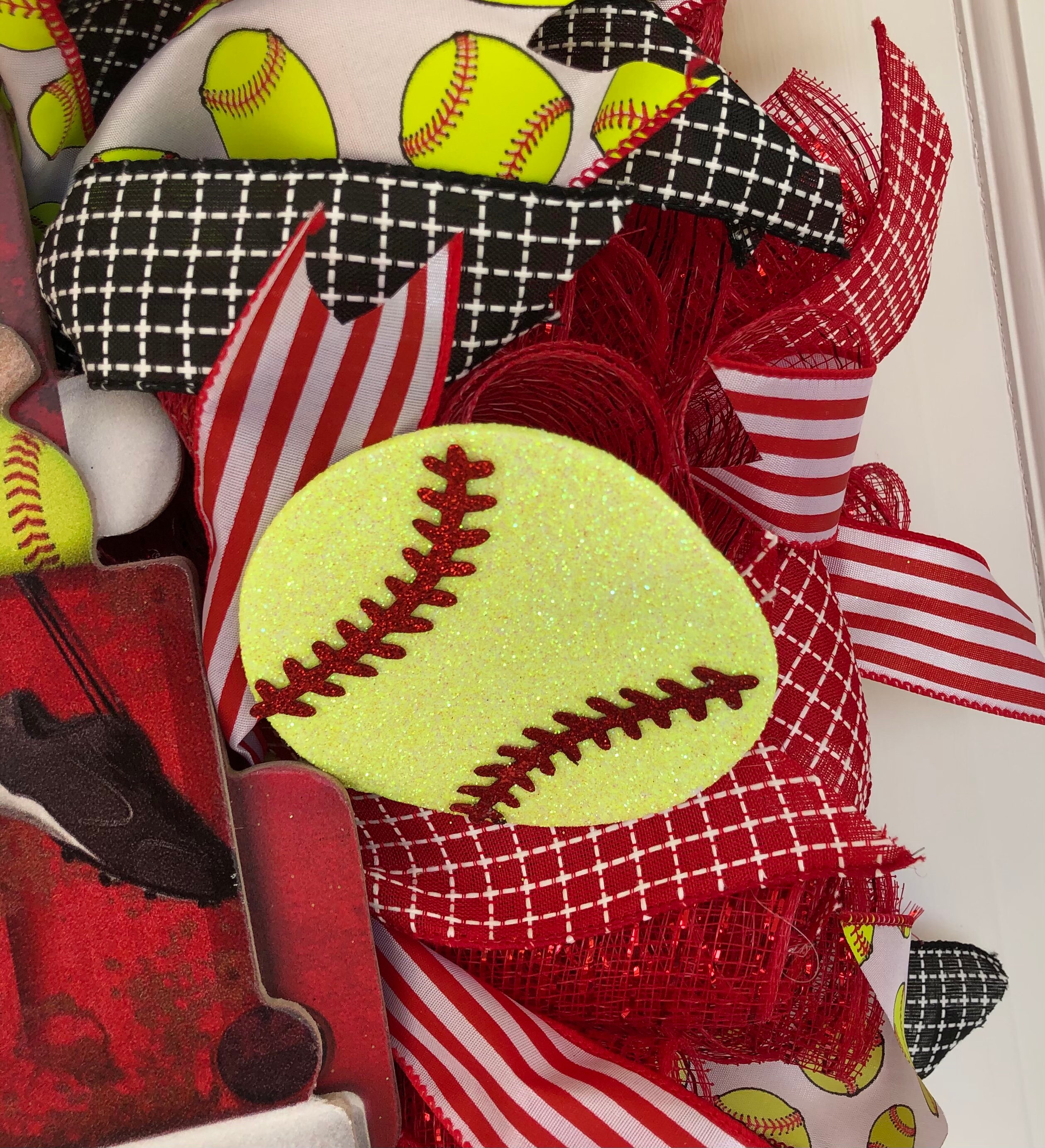 Softball Wreath, Softball Coach Gift, Softball Decor, Gift for Softball ...