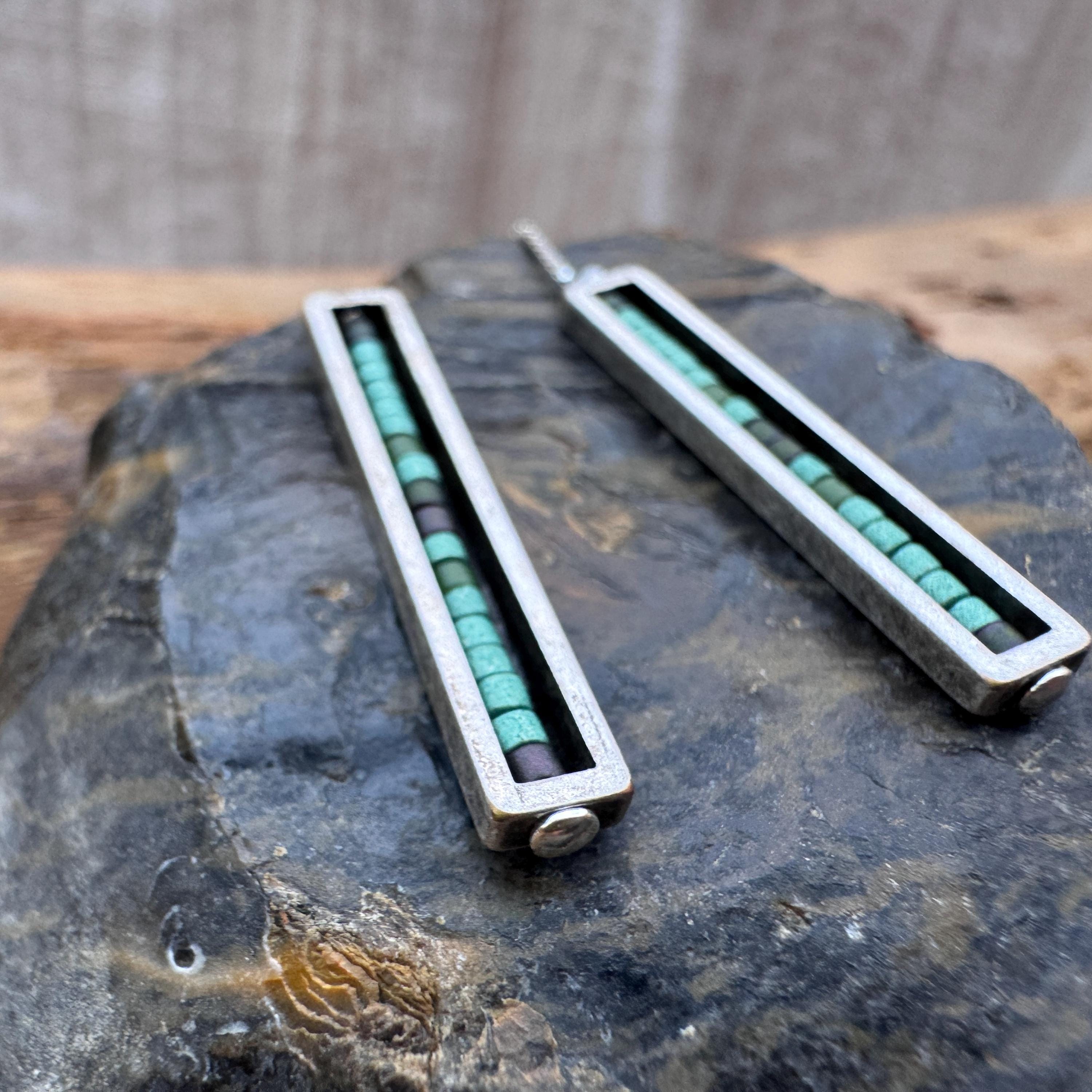 Handmade Modern Western Bar Threader Earrings .925 Sterling Silver - Etsy