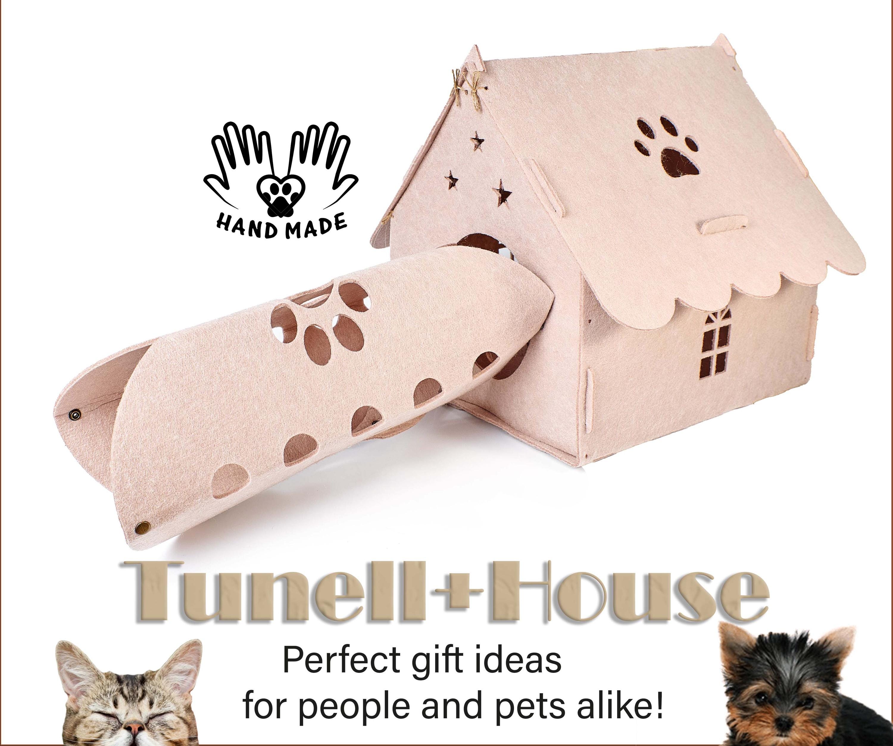 Cozy Felt Cottages & Tunnels for Pets Handmade Snuggle Huts, Burrows ...