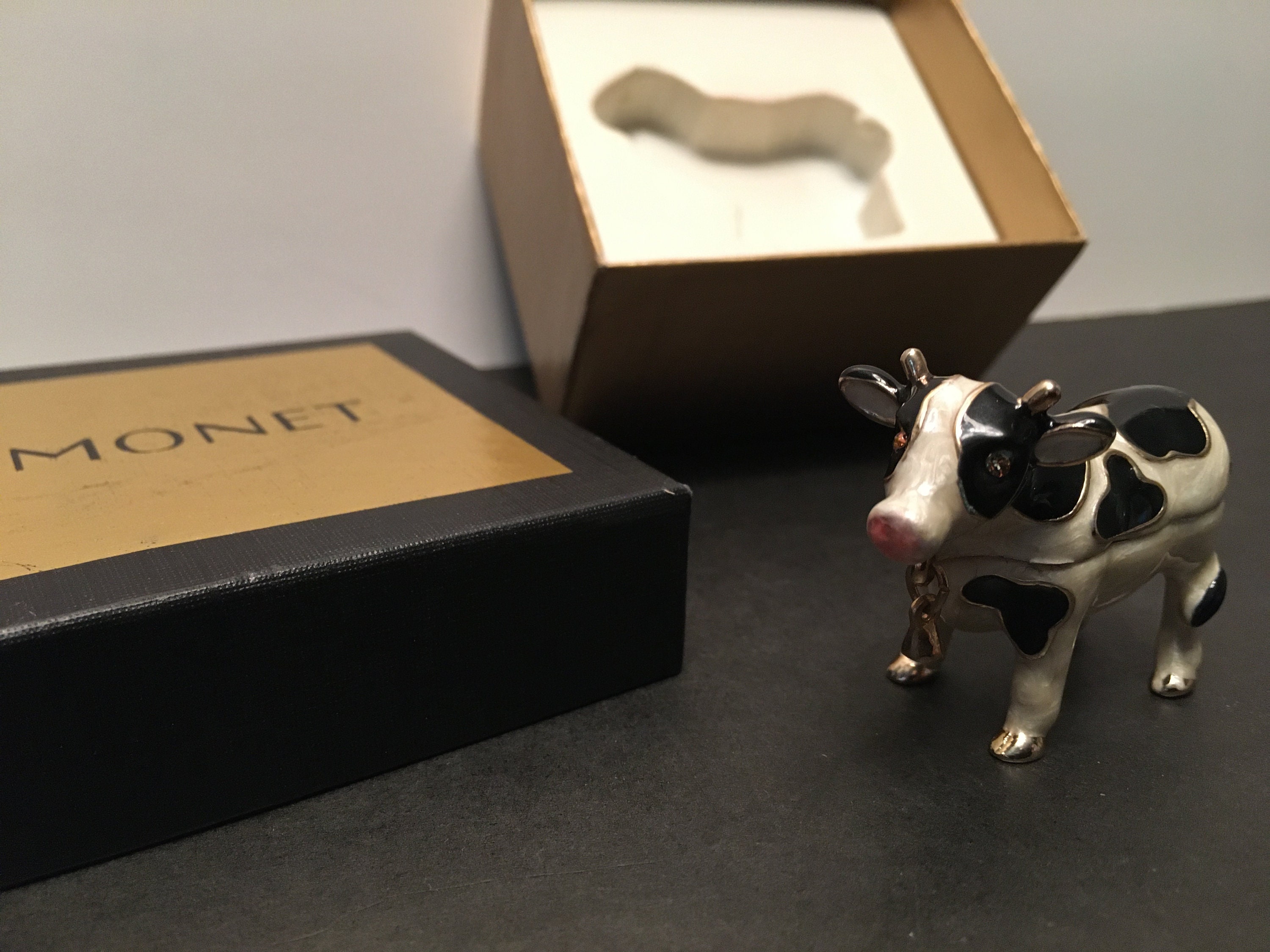 MONET Cow Trinket Box/metal Cow Trinket Box/magnetic Cow - Etsy
