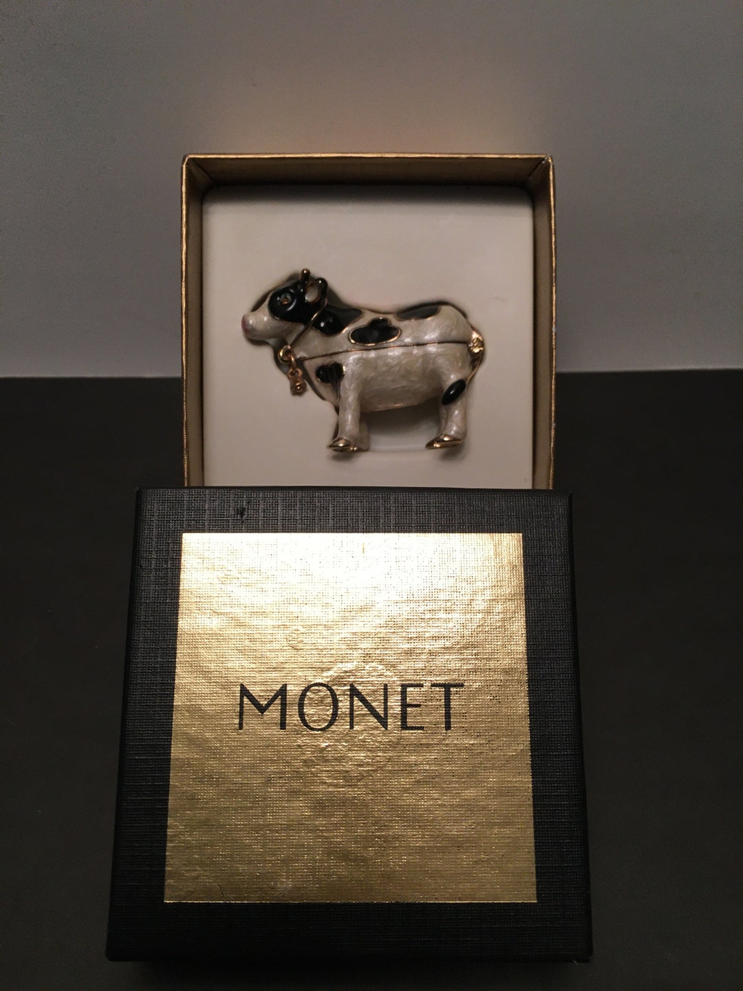 MONET Cow Trinket Box/metal Cow Trinket Box/magnetic Cow - Etsy